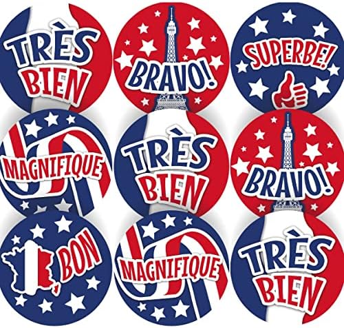 144 French Praise Words Reward Stickers For Children, Teachers ...
