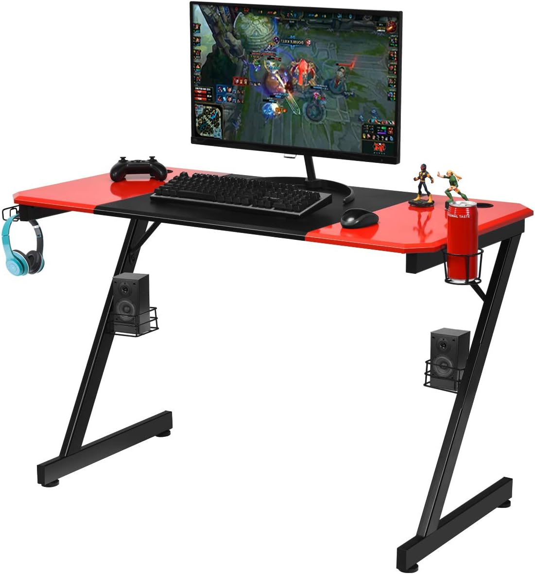 Amazon.com: MEDIMALL 48” Gaming Desk, Z-Shaped Professional Gamer ...