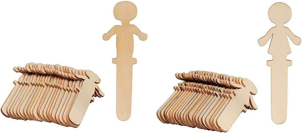 Amazon.com: Juvale Wooden People Popsicle Sticks - 100-Pack, 5.8 x 2 x ...