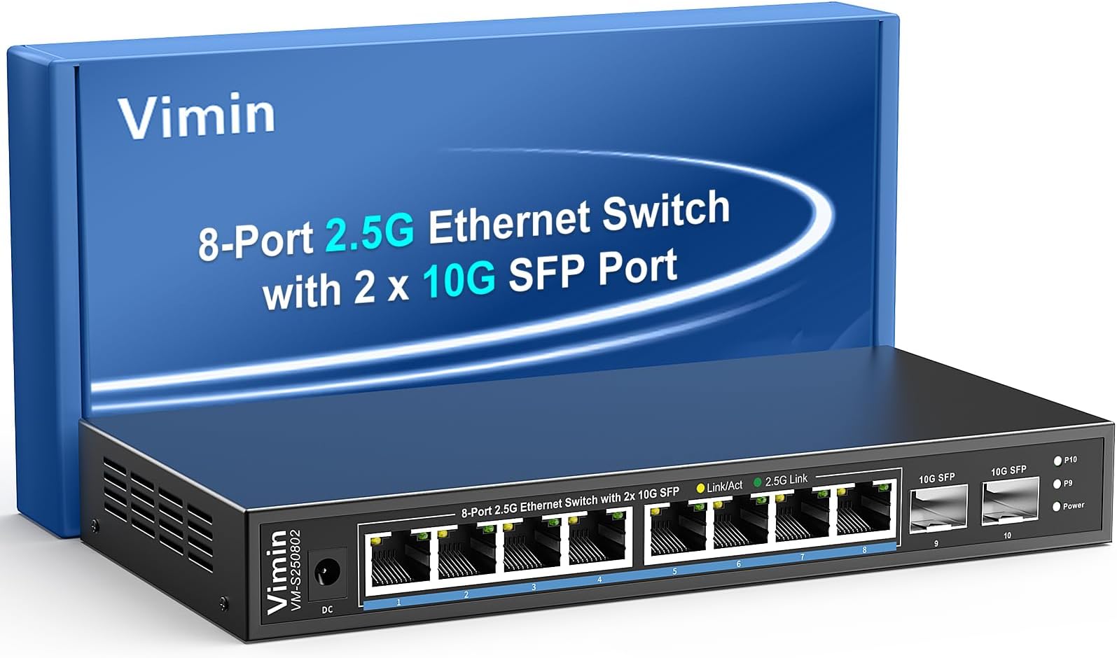 Amazon.com: 10 Port 2.5G Unmanaged Ethernet Switch, VIMIN 8X 2.5G ...