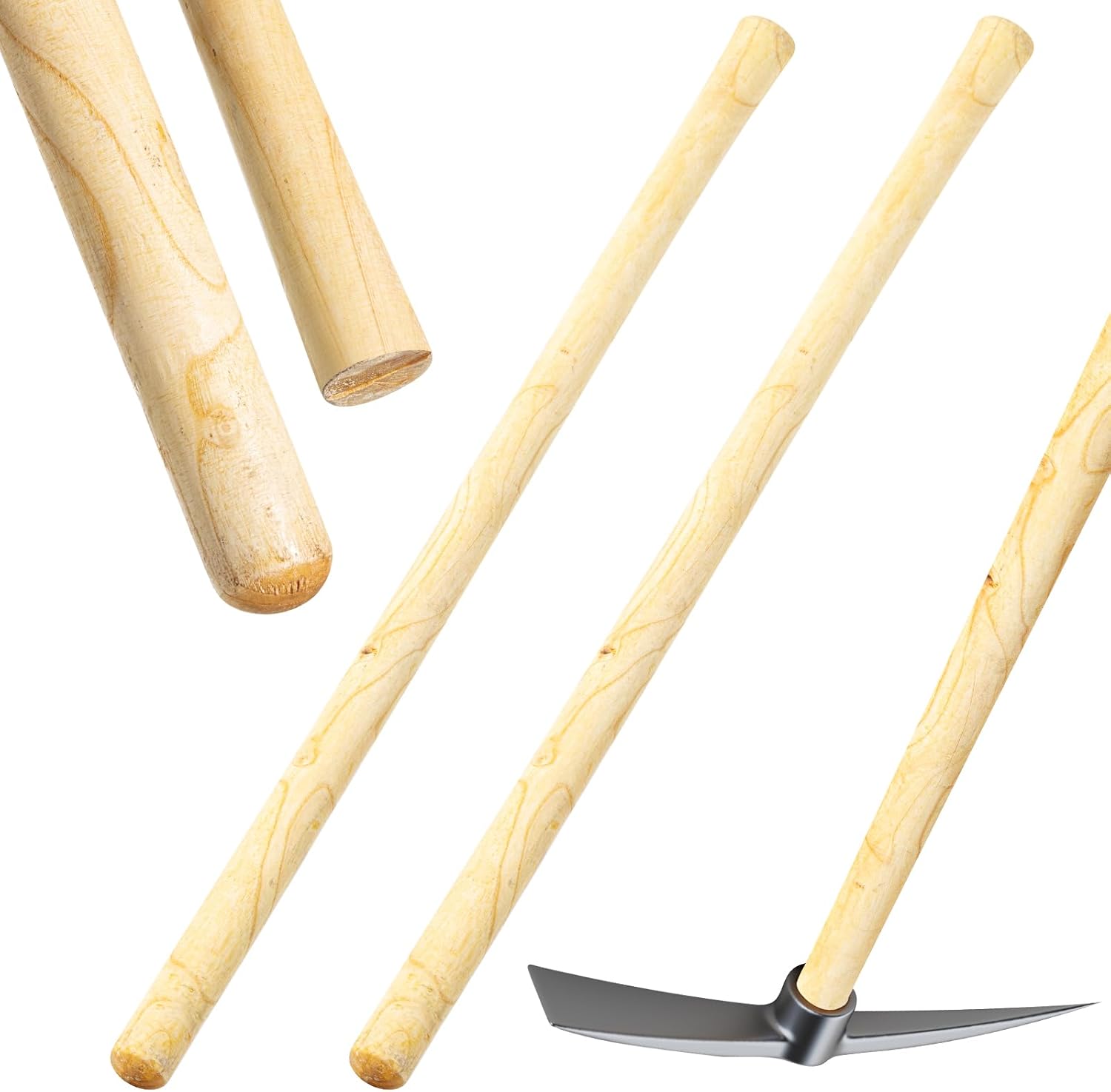 Amazon.com : Lasnten 2 Pcs Solid Wood Replacement Handle for Round Eye ...