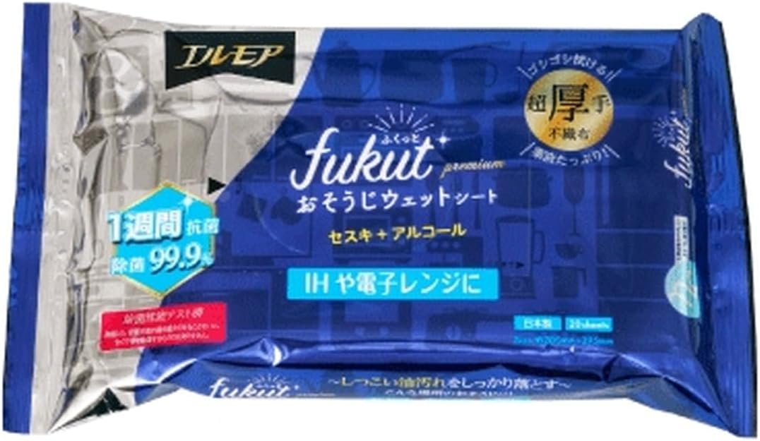 Amazon.co.jp: カミ商事 エルモア fukutプレミアム ふくっと セスキ+アルコール 20枚入 超厚手 ウェットシート : ドラッグストア