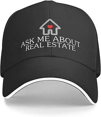 Ask Me About Real Estate Hat for Men Women Baseball Cap Adjustable Low ...