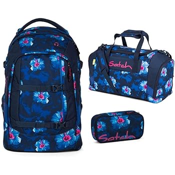 Satch Schulrucksack-Set 2-tlg Sleek Cheeky Blue 9A7 blumen blau: Amazon ...