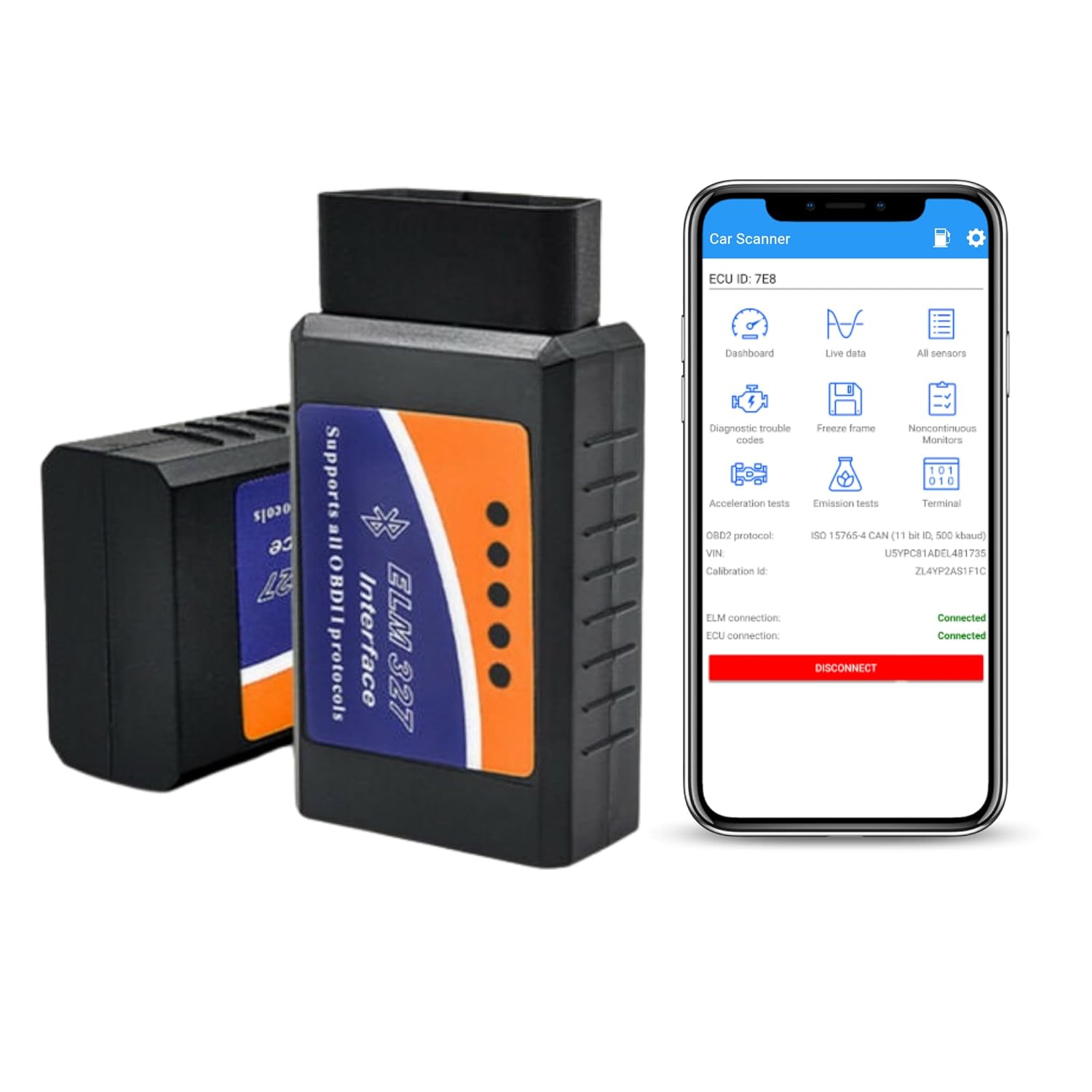 OBD II ELM327 Scanner Code Readers V2.1 Smart Car Vehicle Diagnostic ...