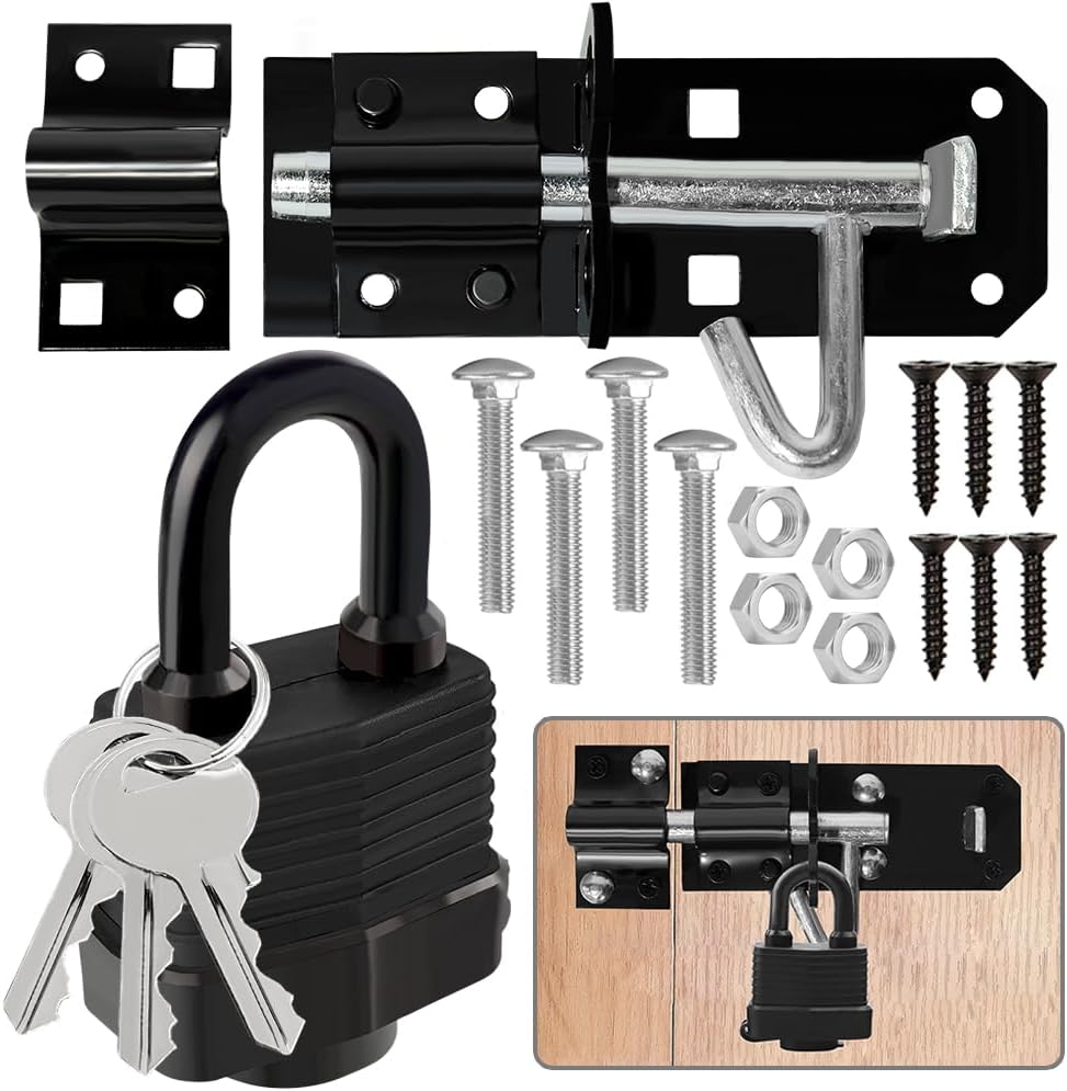 Door Lock Gate Bolt＆Door Latch Hasp,Stainless Steel Sliding Bolt and ...