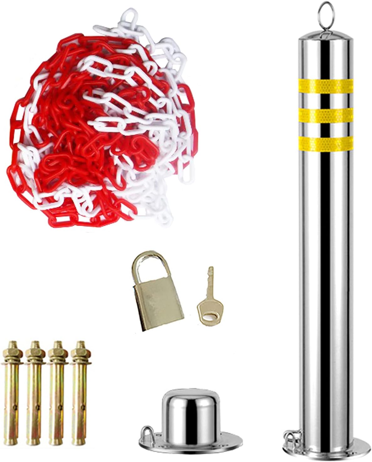 Amazon.com: TLTDSMY Folding Parking Bollards,Sturdy Stainless Steel ...