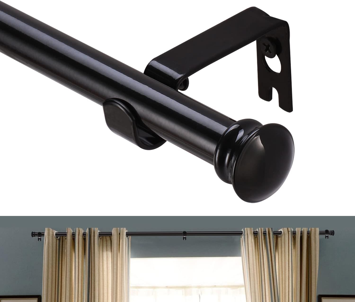 Amazon.com: Black Window Curtain Rods for Windows 66 to 116 Inches ...