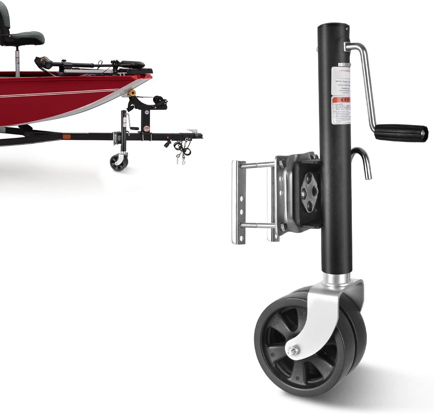 Wai Danie 2000lbs Boat Trailer Jack with 8" Dual Wheel Trailer Tongue ...