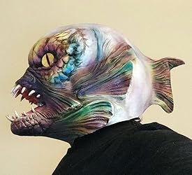 Amazon.com: PartyHop Piranha Fish Mask Latex Full Head Scary Horror ...