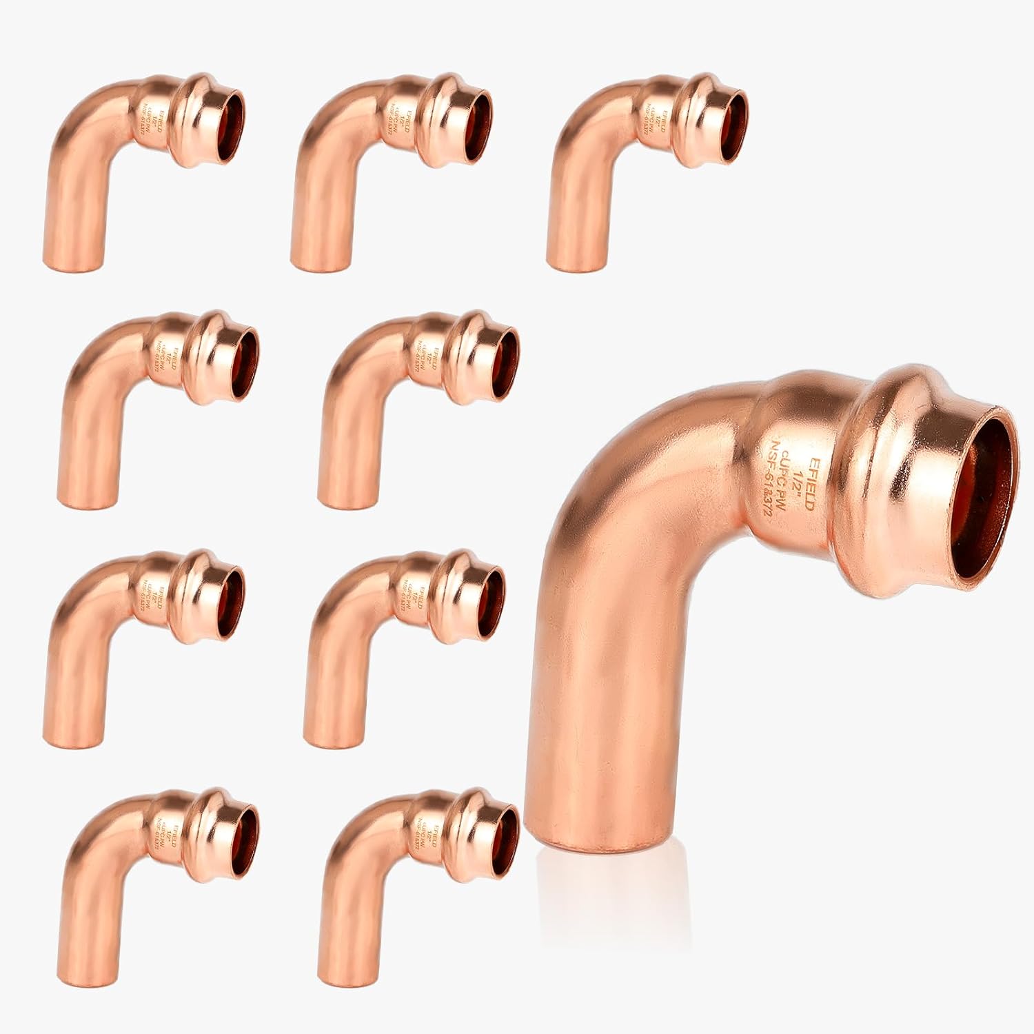 Amazon.com: (Pack of 10) EFIELD 1/2" x 1/2" Copper Press Fit 90 Degree ...