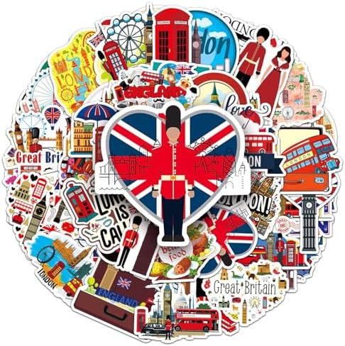 Amazon.com: Britain Stickers UK England Stickers Pack 50pcs-Suitable ...