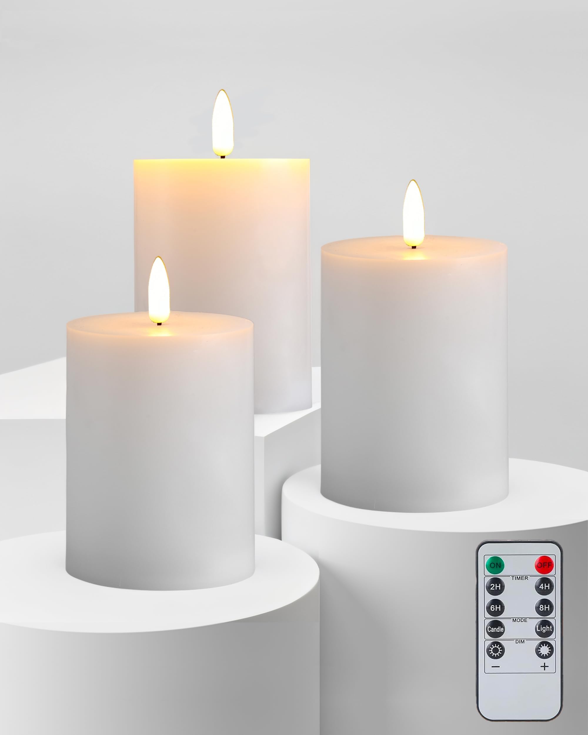 Amazon.com: Pandaing Set of 2 Ivory Flameless Candles Battery Operated ...