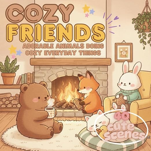 Amazon.com: Cozy Friends: Cute and Cozy Coloring Book Featuring ...