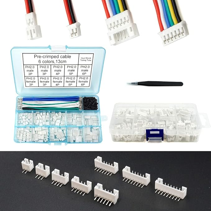 Amazon.com: PH 2.0 Connectors Pre-Crimped Cable and Right Angle Sockets ...