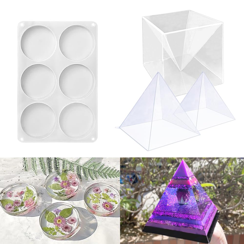 Amazon.com: RESINWORLD Large Clear Silicone Pyramid Molds + 6-Cavity ...
