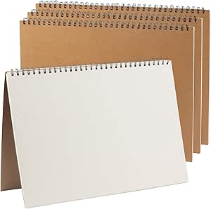 LEXININ 4 PCS A3 Spiral Bound Sketchbook, A3 Drawing Landscape Sketchbook, 30 Sheets/60 Pages ...