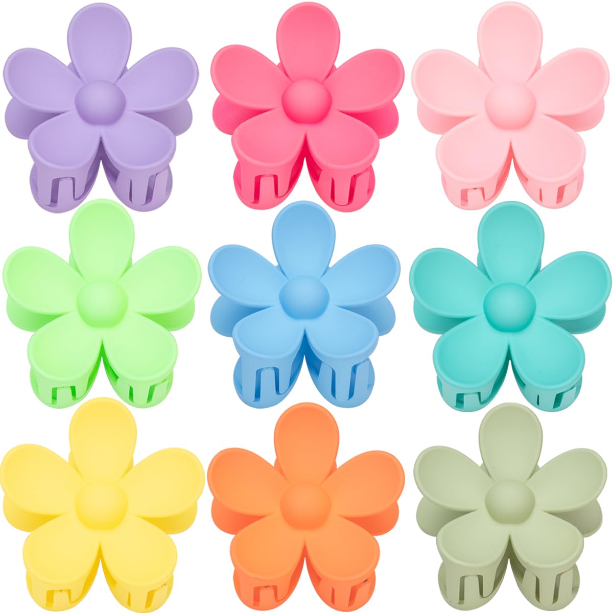 Amazon.com : Flower Hair Clips for Women - 9 PCS Matte Claw Clips With ...