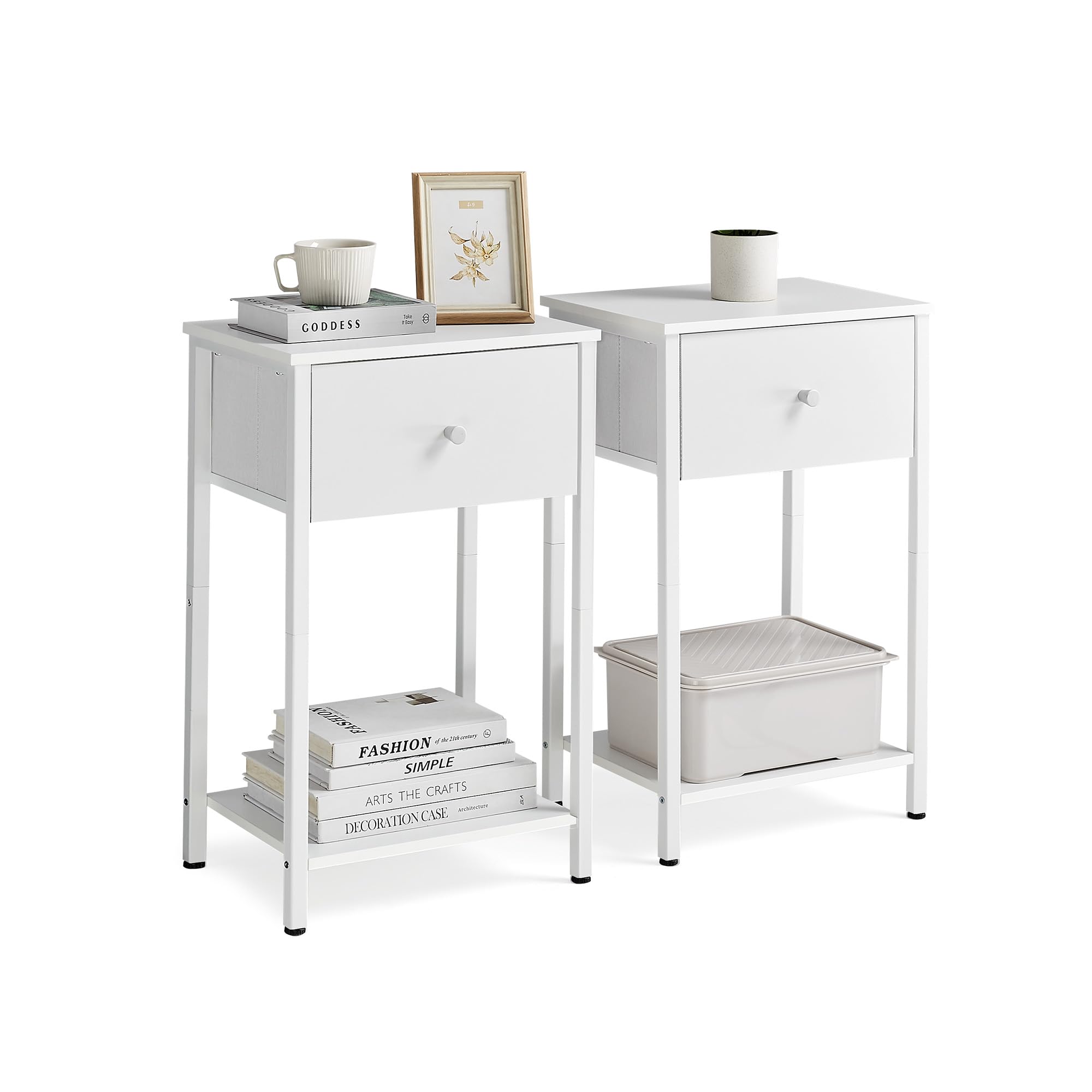 VASAGLE Nightstands Set Of 2 Side Tables With Fabric Drawer 24 Inch vasagle-nightstands-set-of-2-side-tables-with-fabric-drawer-24-inch