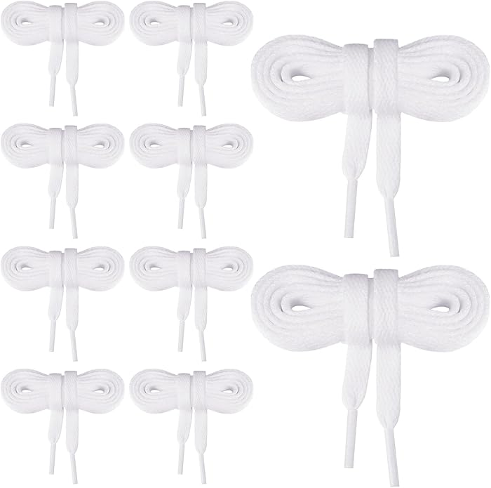 FRIUSATE 10 Pairs Shoe Laces Wide Flat Shoelaces Wihte Shoe Laces White Shoestrings For Trainers ...