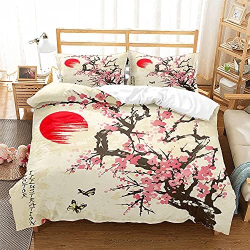 LUYAPOND Style Japonais Housse de Couette 240 x 260 Adulte Prune à La ...