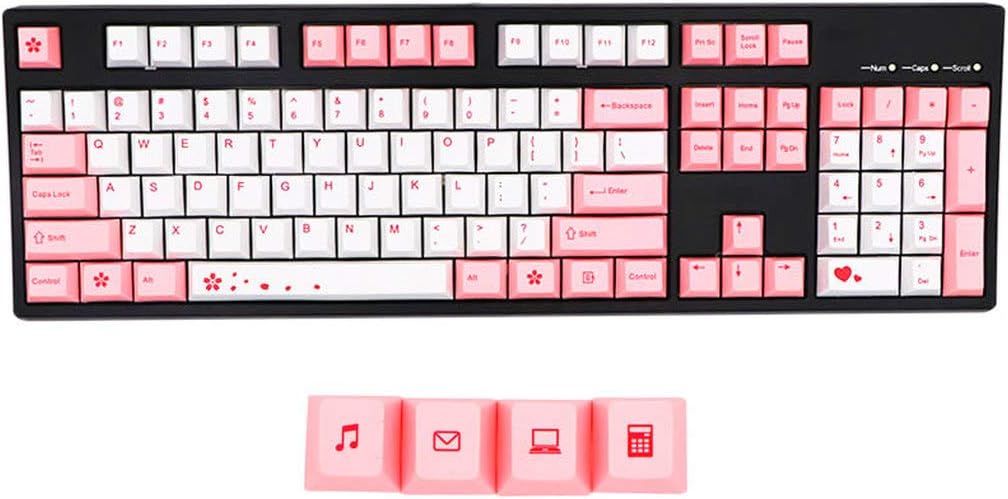 Amazon.com: 104 Keys Sakura OEM Profile PBT Keycaps Top Printed Dye ...