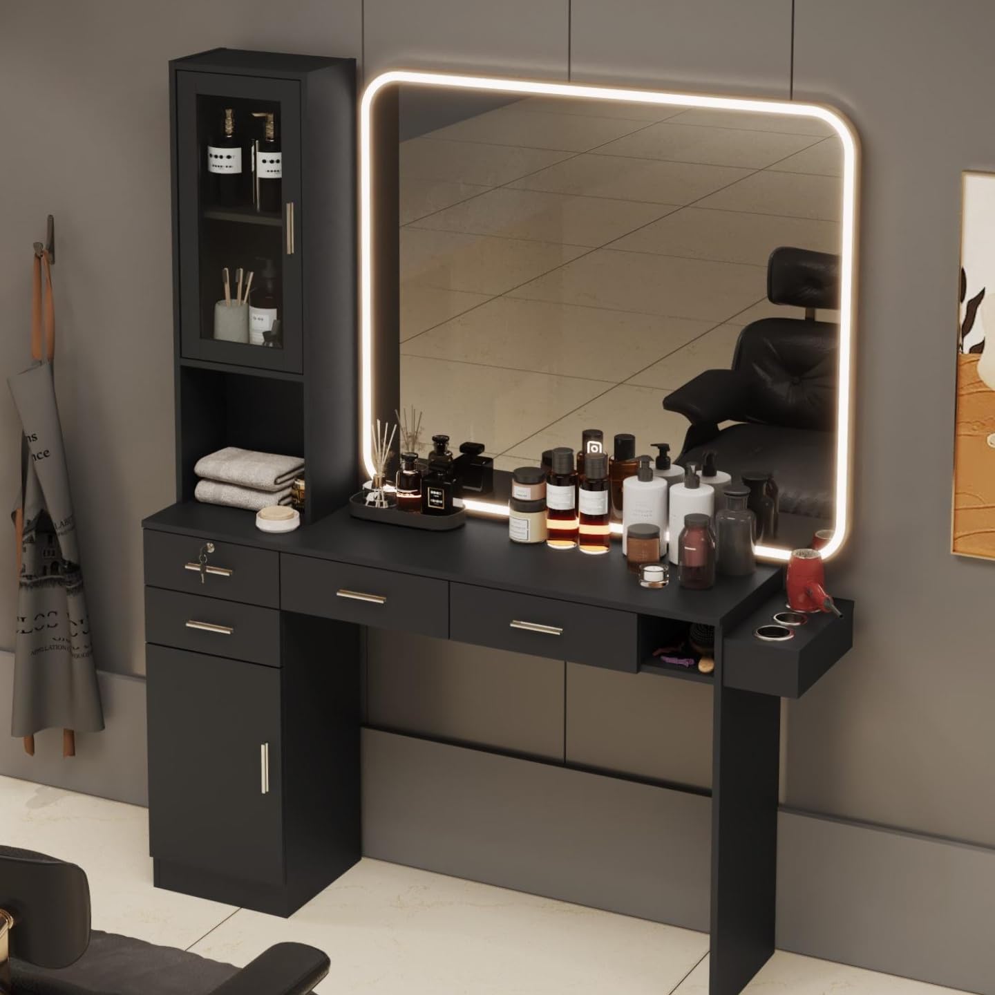 Amazon.com: 4ever2buy Barber Station for Hair Stylist, Salon Wall ...