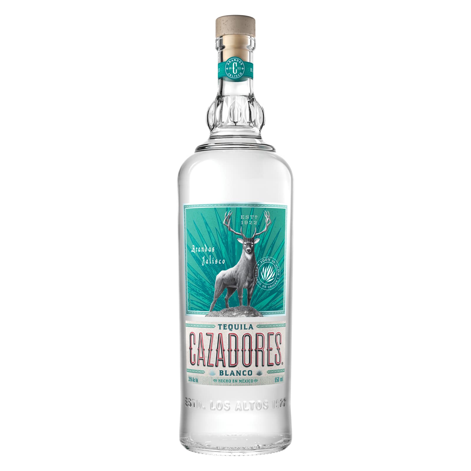 CAZADORES, Tequila Blanco de 950 ml, 100% Agave Azul, Cristalino y ...