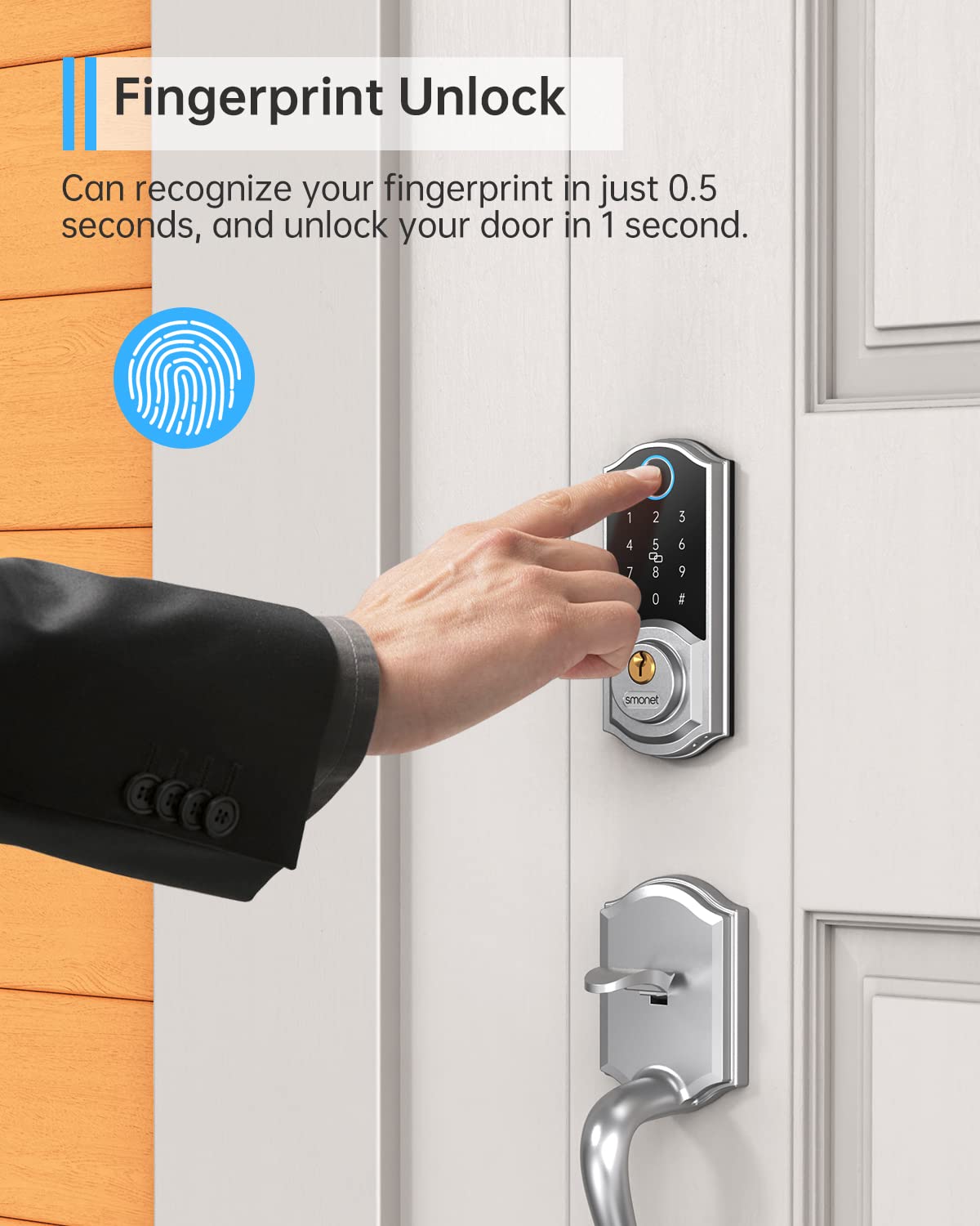 Snapklik.com : Smart Deadbolt,SMONET Keyless Entry Fingerprint Door ...