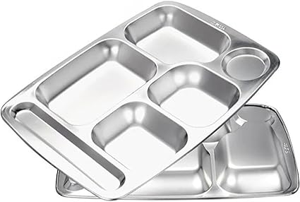 Amazon.com | Stainless Steel Divided Tray 6 Compartment Food Plate for ...