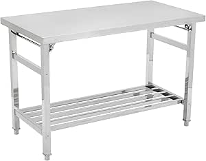 Amazon.com: 48x24 Inch NSF Stainless Steel Folding Table – Heavy-Duty ...
