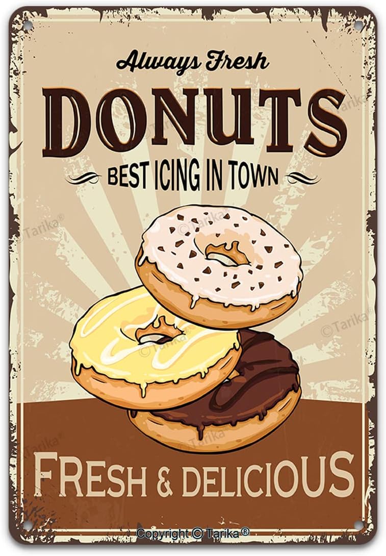 Amazon.com: Vintage Donut Tin Sign, Always Fresh Donuts Best Icing in ...