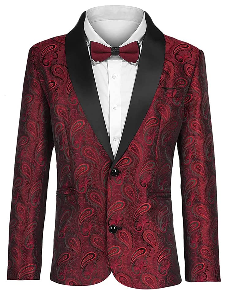 VOREING Men's Floral Tuxedo Suit Jacket Dinner Party Prom Wedding ...