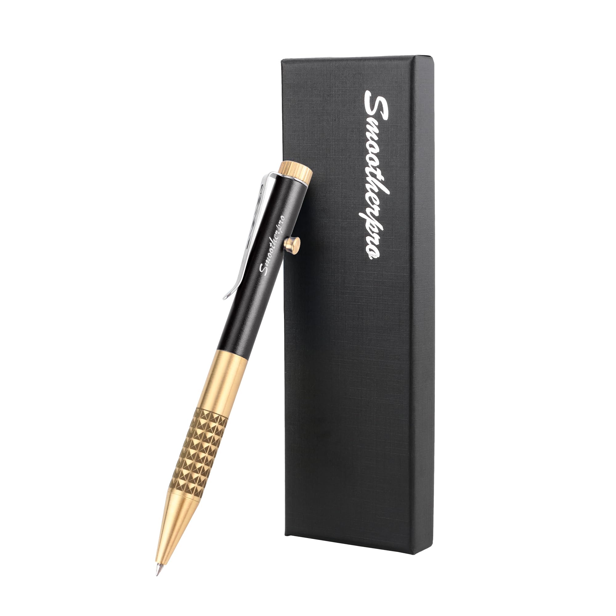 Buy SMOOTHERPRO Bolt Action Pen, Solid Brass Gel Ink Pen with Black Ink ...