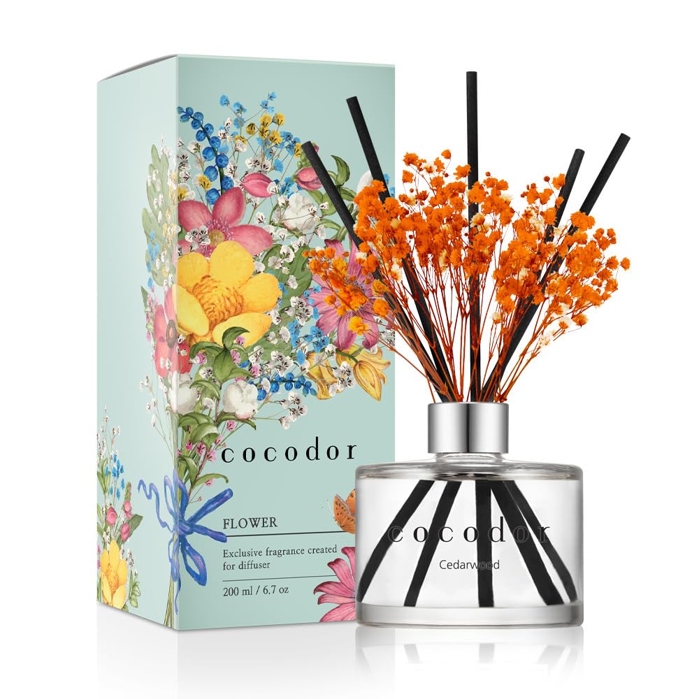 Amazon.com: COCODOR Preserved Flower Reed Diffuser/Cedar Wood/6.7oz ...