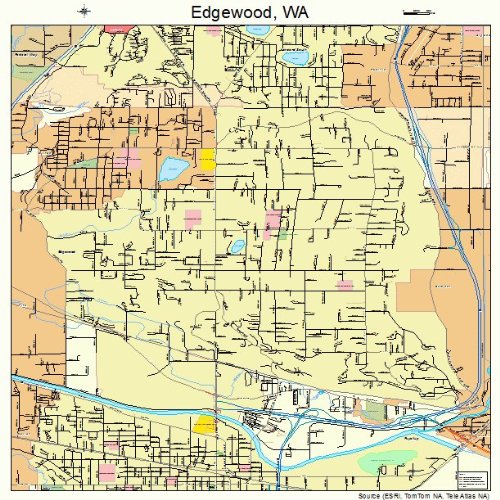 Large Street & Road Map of Edgewood, Washington WA - Printed poster ...