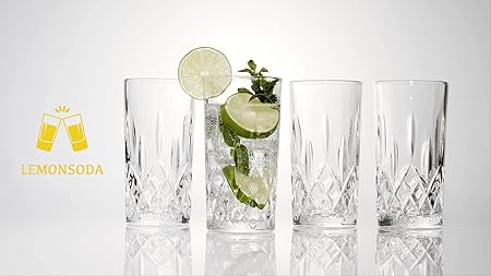 Amazon.com | LEMONSODA Drinking Glasses – Premium Water Glasses Set of ...