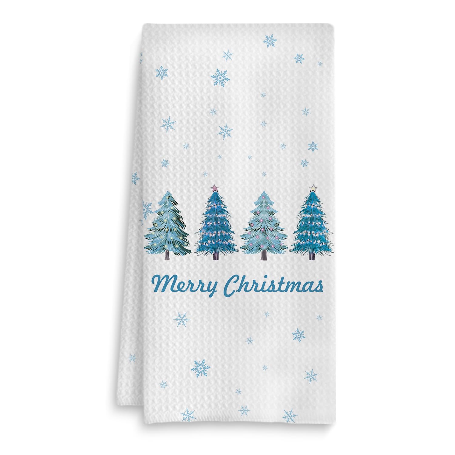 Amazon.com: Fuasei Blue Christmas Tree Kitchen Towels, Blue Snowflake ...