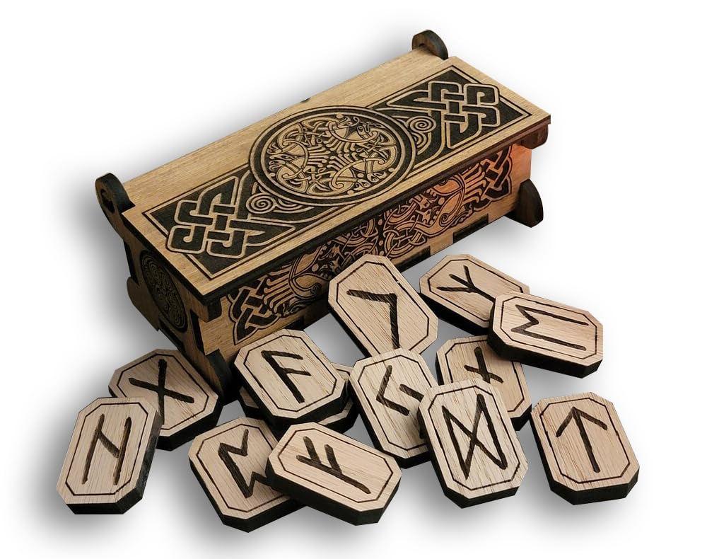 Amazon.com: Oak Viking Rune Set in a Specialty Wooden Box for ...