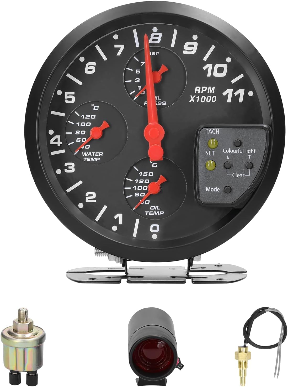 Amazon.com: MOTOR METER RACING W Pro Series 85mm 3-3/8" 4 in 1 ...