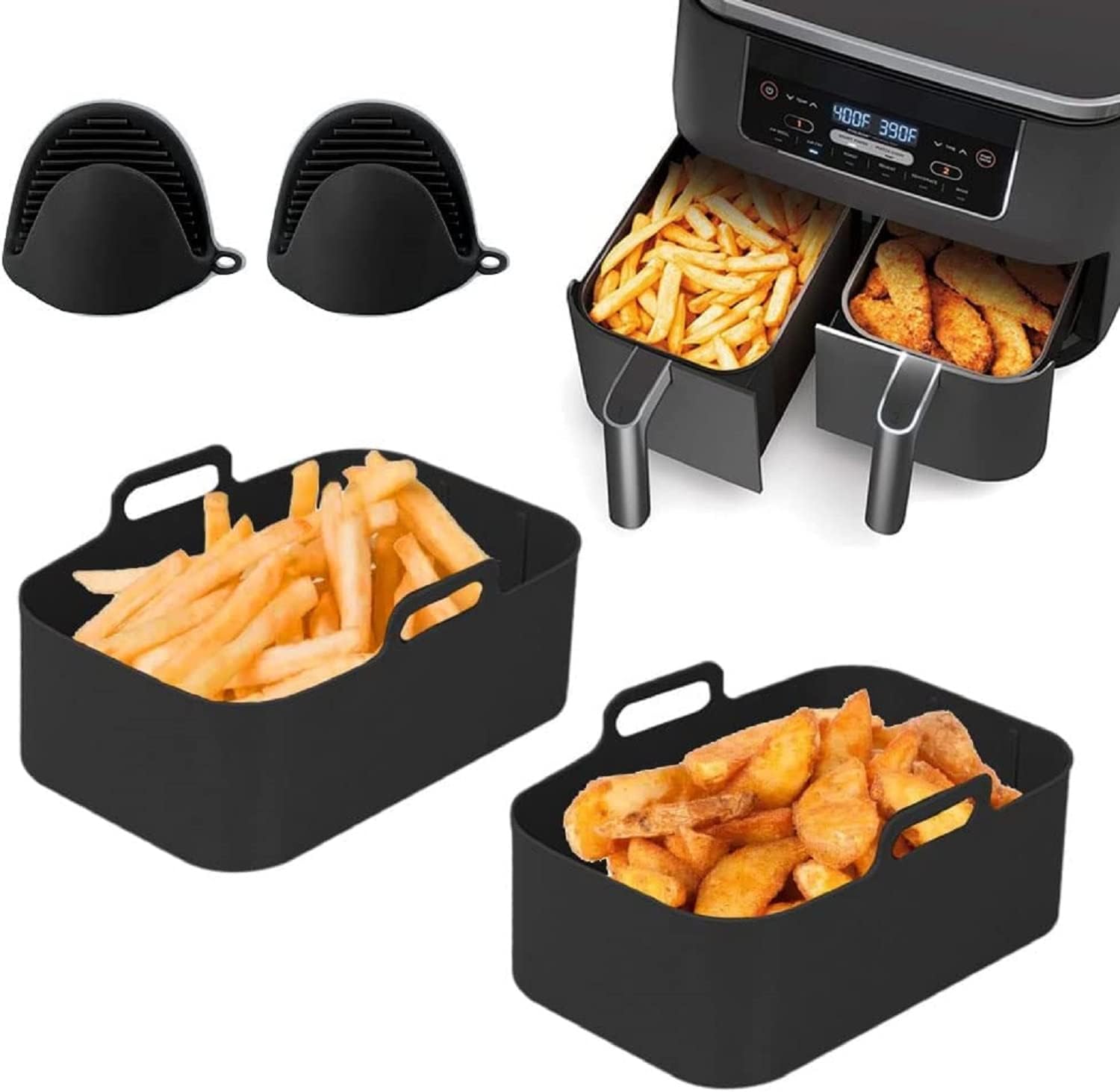 Amazon.com: Air Fryer Silicone Pot for Ninja Foodi Dual DZ201/ DZ401 ...