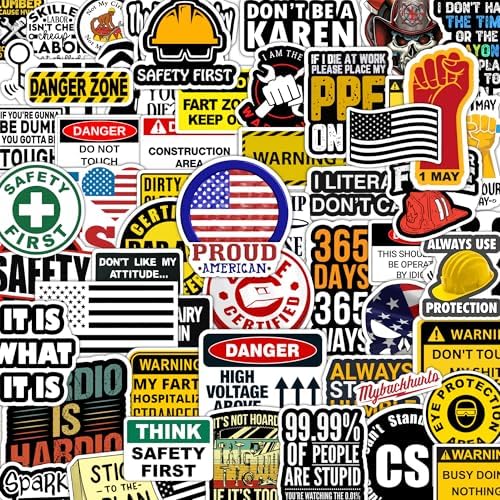 Amazon.com: 100 PCS Hard Hat Stickers, Funny Stickers, Tool Box, Helmet ...