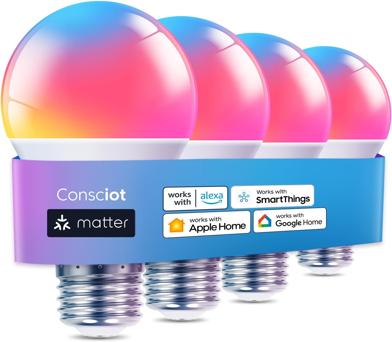Amazon.com: Consciot Smart Light Bulbs, A19 E26 Color Changing LED ...
