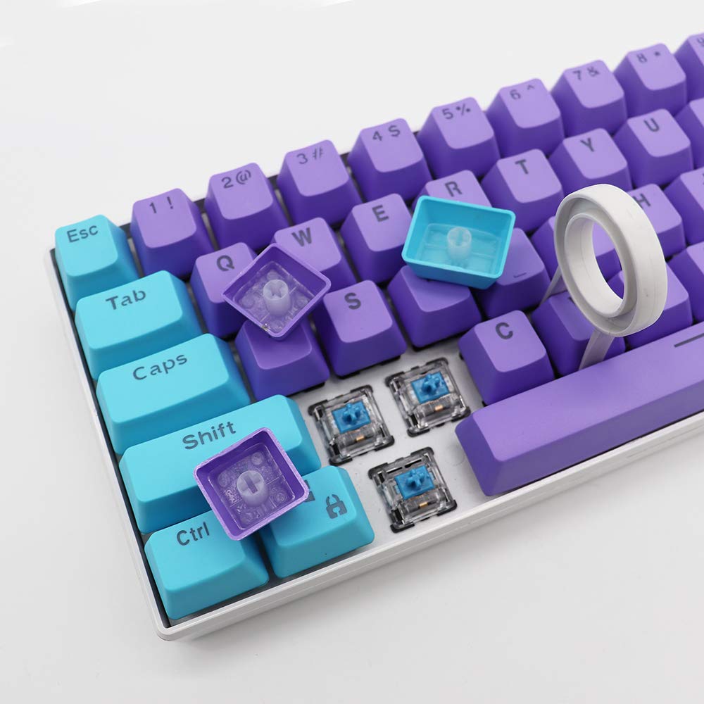 WHYSP 60% Purple Keycaps for 60 Percent Keyboard Double Shot PBT Keycap ...