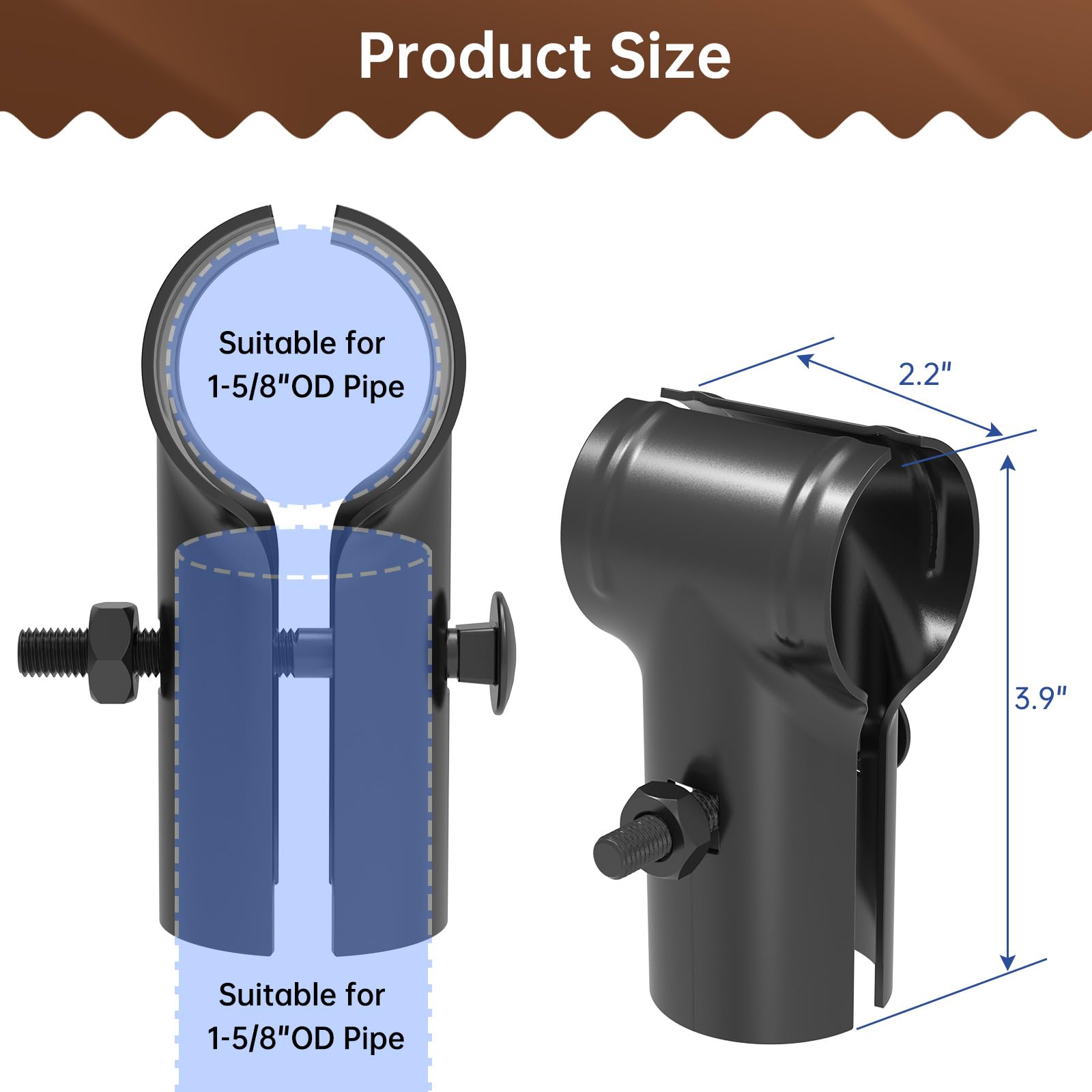 Snapklik.com : 6 Pcs End Rail Clamps 1-5/8 X 1-5/8, T Pipe Clamp For 1 ...