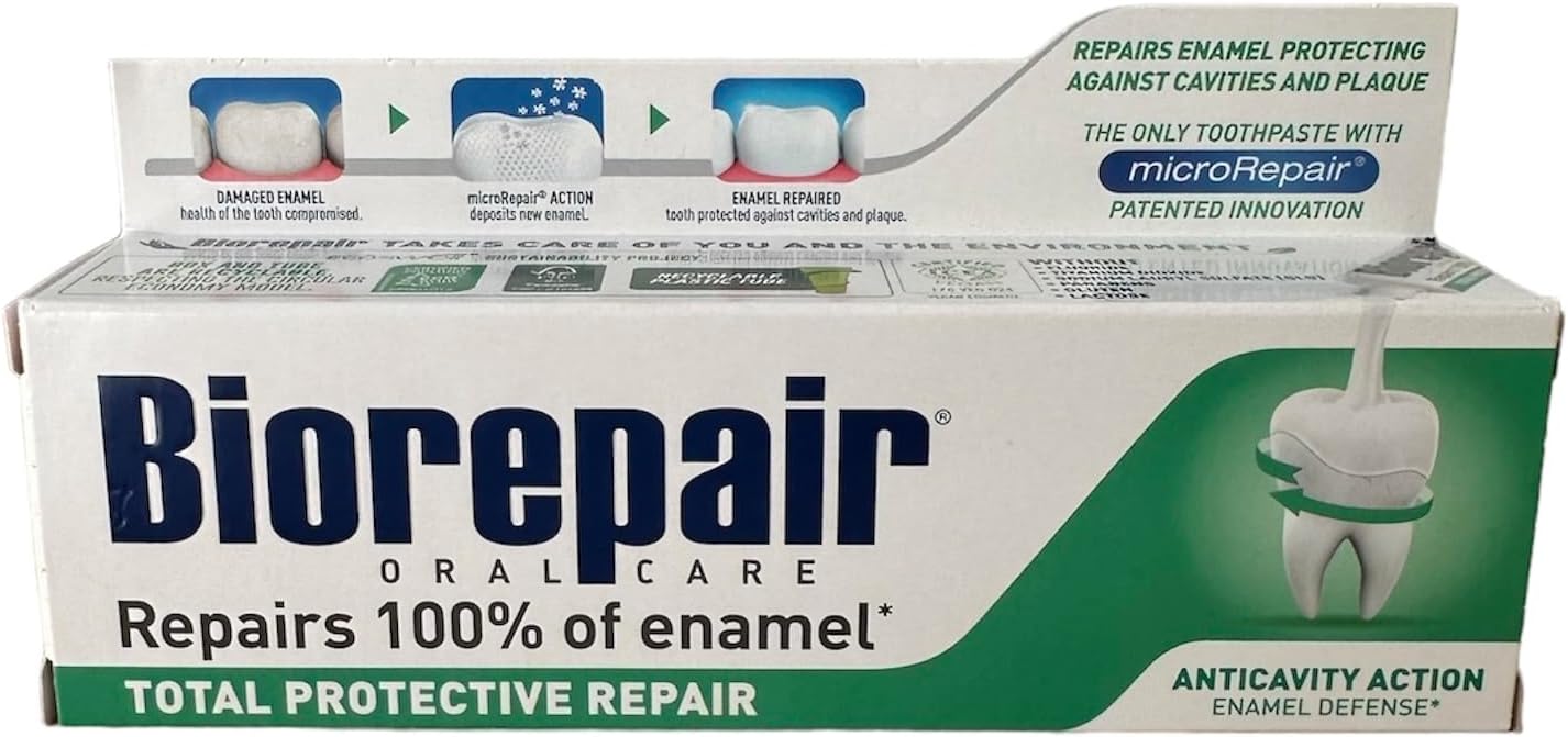 Biorepair Total Protection Toothpaste 75ml (Pack of Two) Protect Enamel ...