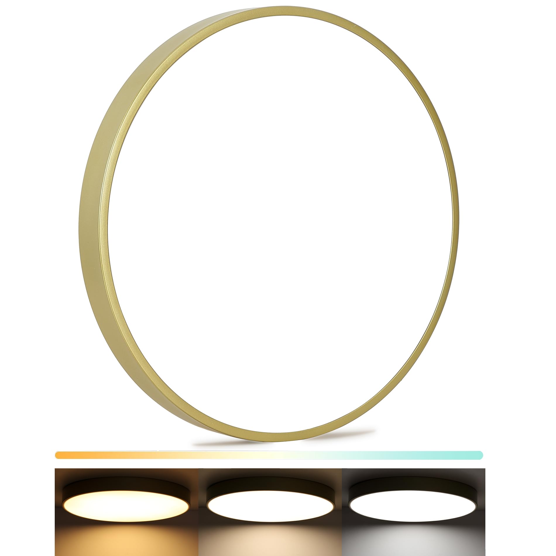 Sheenkarion 20 Inch Gold Metal LED Flush Mount Ceiling Light,Modern ...