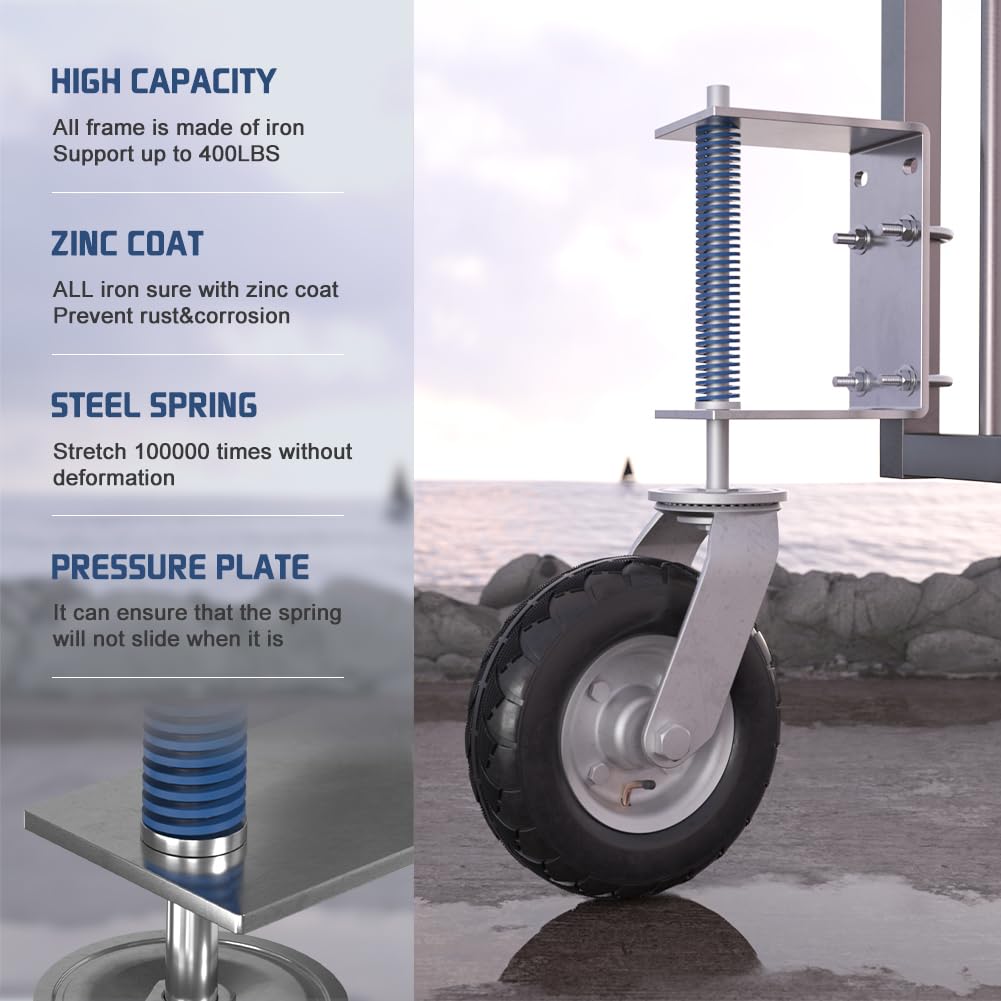 USCaster Fence Gate Wheel 8Inch Heavy Duty Spring-Loaded Gate Caster ...