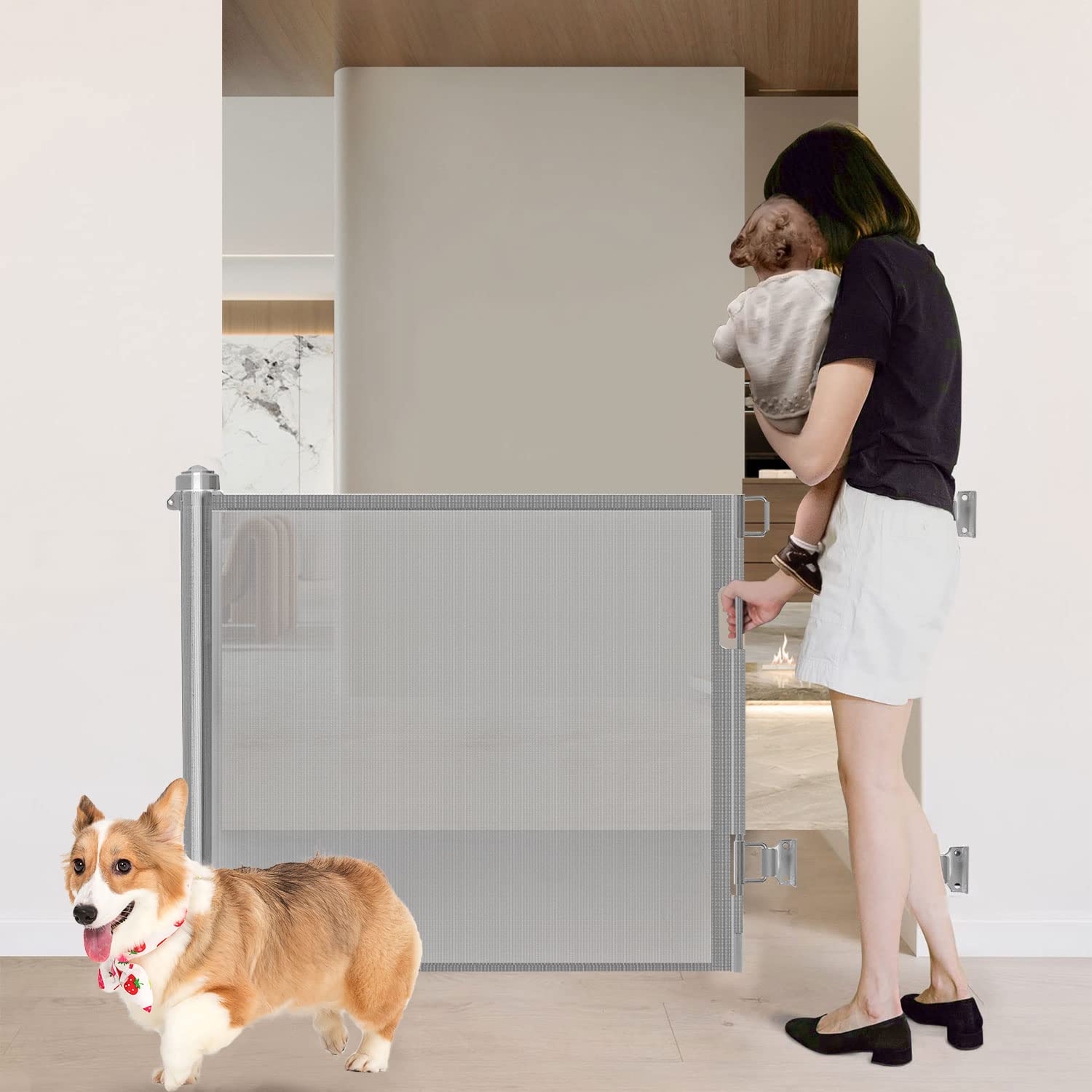 Retractable Baby Gate Retractable Driveway Fence 33" Tall Expands 70 ...