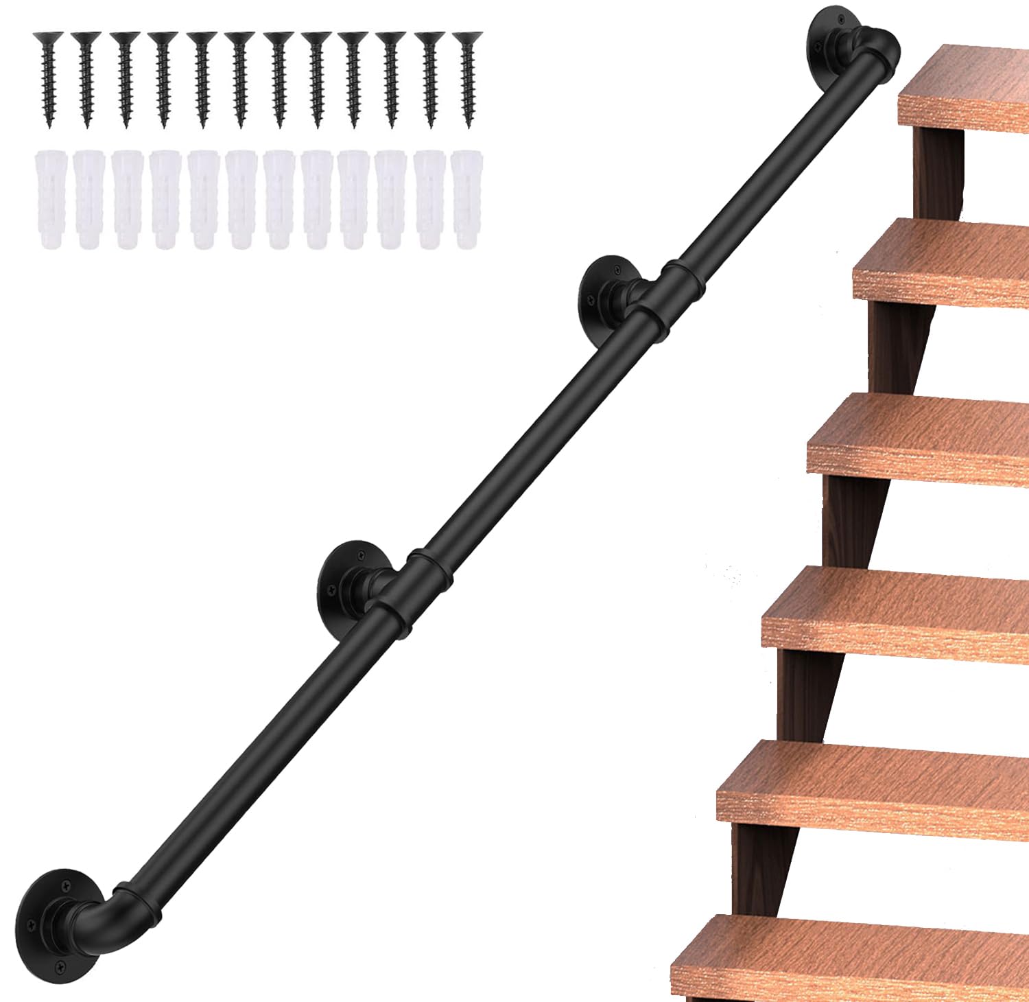 Black Handrails for Stairs 3M Magtctyae Hand Rails Stairs Outdoor ...